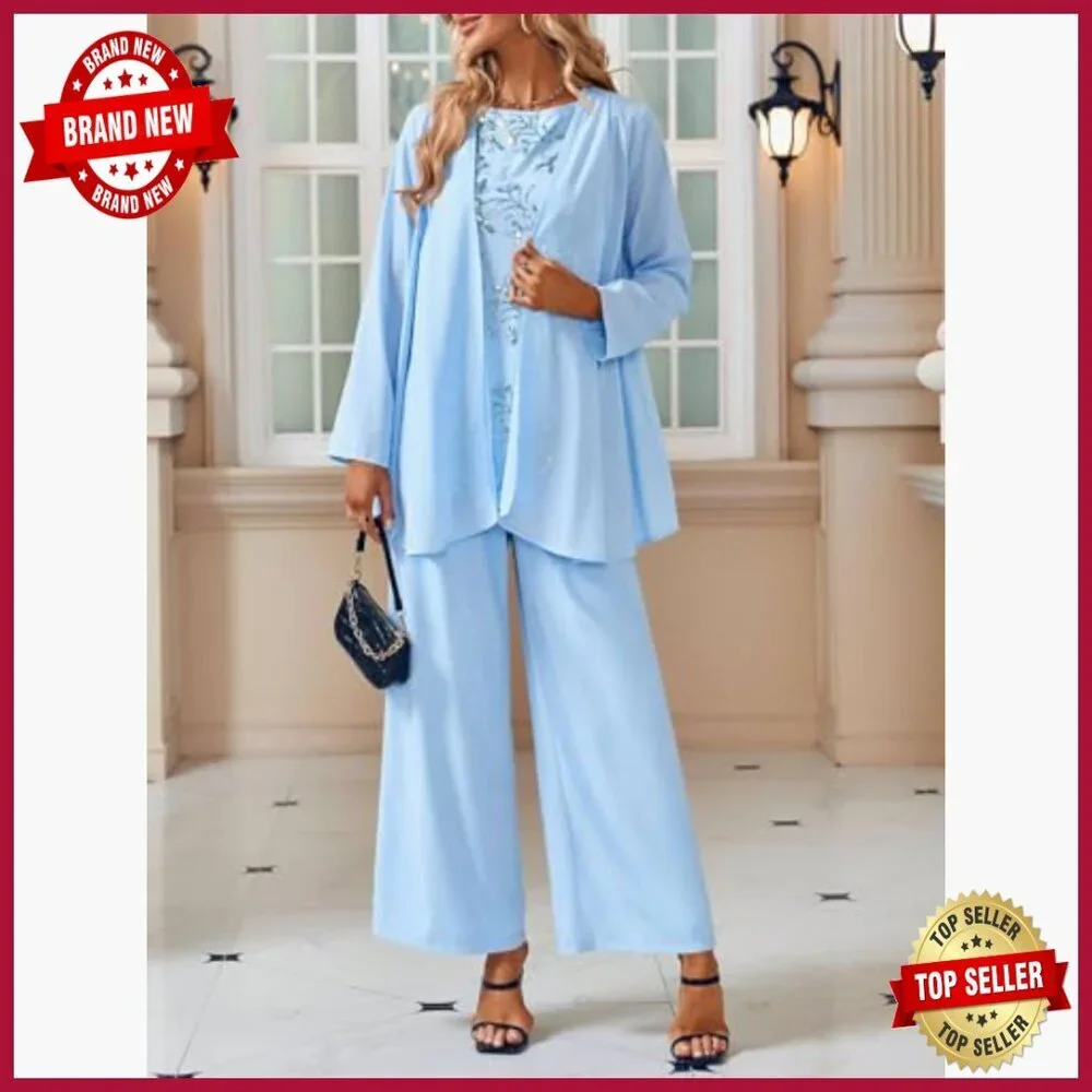 Pants & Jumpsuits | Lace Pant Suit Set Formal Wedding Outfit Mother Of ...